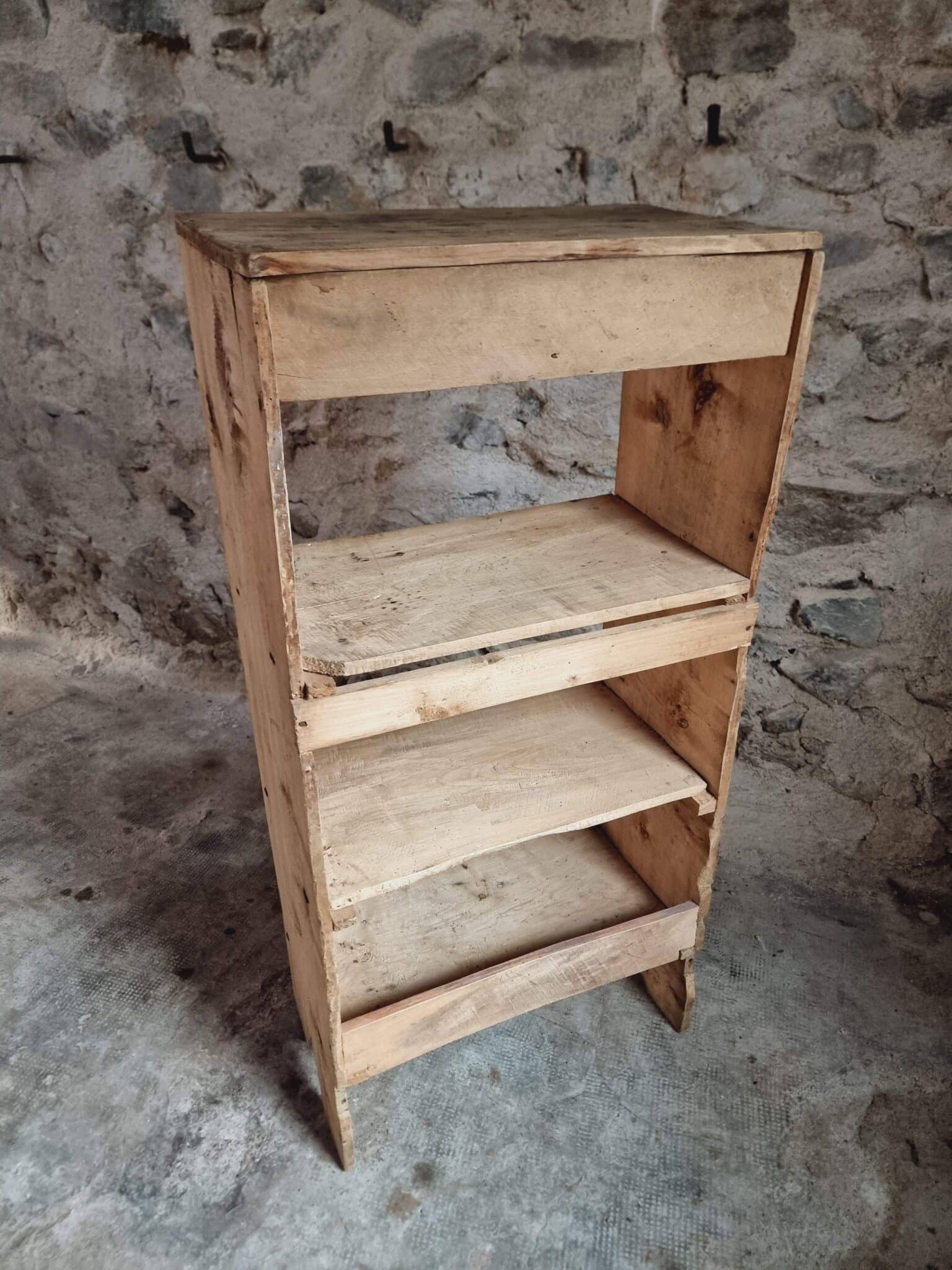 Antique French Poplar Shoe Rack – Rustic Shelving Unit circa 1900 ...