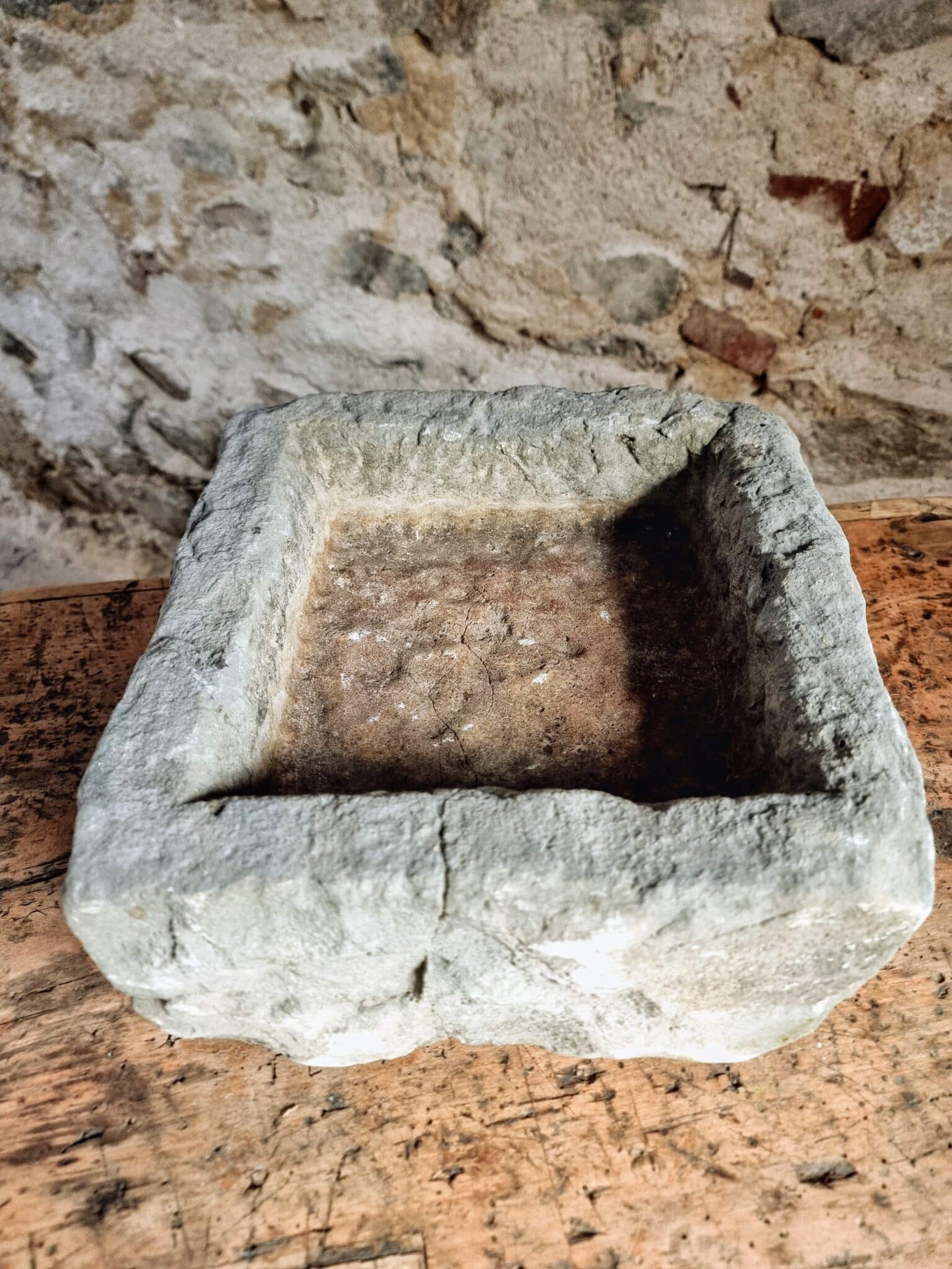 Antique French Stone Trough – Rustic Hand-Carved Basin, 18th/19th ...